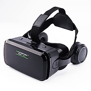 VR Headset Virtual Reality Headset 3D Glasses with 120°FOV, Anti-Blue-Light Lenses, Stereo Headset, for All Smartphones with Length Below 6.3 inch Such as iPhone & Samsung HTC HP LG etc (B)