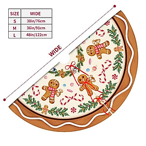 Gingerbread Man Christmas Tree Skirt Xmas Tree Mat Halloween Thanksgiving Christmas Tree Ornaments Decorations Holiday Party Indoor Outdoor 30"