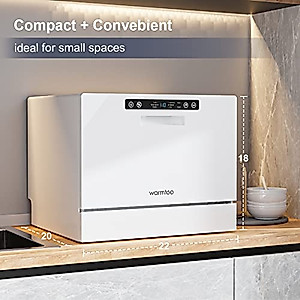 Comfook Compact Dishwasher Big Capacity Countertop Dishwasher with 5 Washing Programs, Portable Dishwasher with 6 Place Setting Rack and Silverware Basket for Party, Apartments, Dorms, RV, Boats