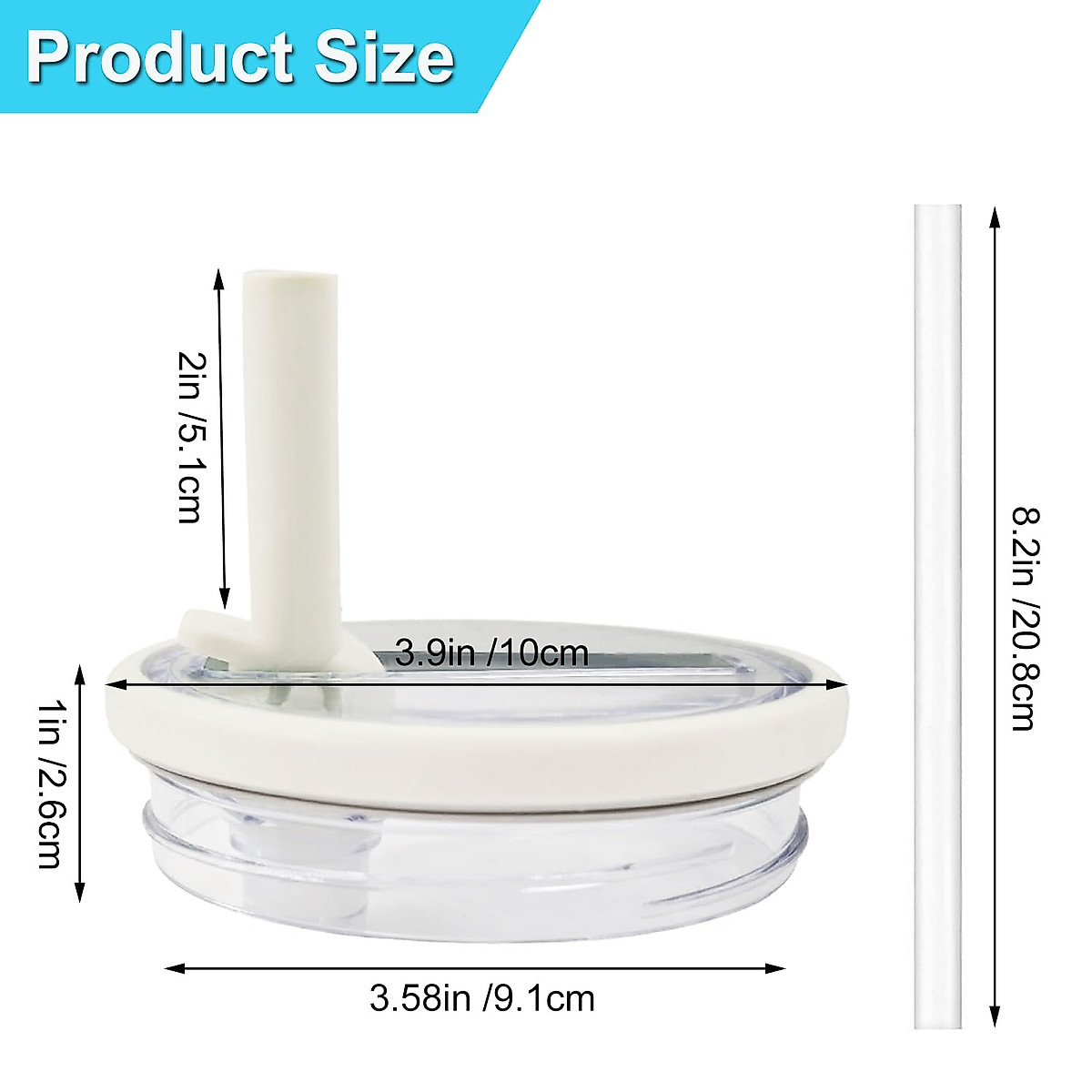 40 oz Tumbler Flip Straw Lid Replacement for Stanley Quencher, 2 Pack Tumbler Lids with 2 Straws for Stanley 40 OZ, Leakproof Tumbler Lids Covers for Stanley Cup, Black (Black)