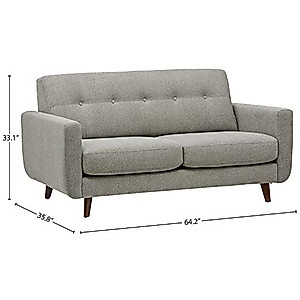 Amazon Brand – Rivet Sloane Mid-Century Modern Loveseat Sofa, 64.2"W, Pebble Grey
