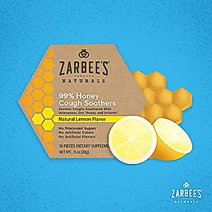 Zarbee's Naturals 99% Honey Cough Soothers, Lemon Flavor, 14 Count