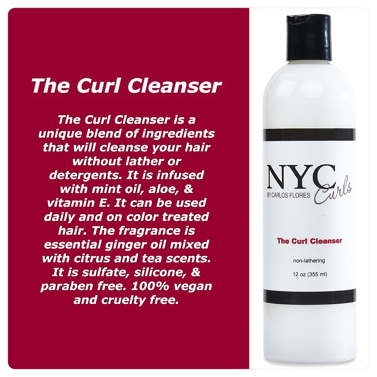 NYC Curls The Curl Cleanser | Best Sulfate Free Shampoo Alternative for Curly, Coily, & Wavy Hair | Zero Lather & Color Safe | Sulfate Free & Vegan | 12 FL OZ