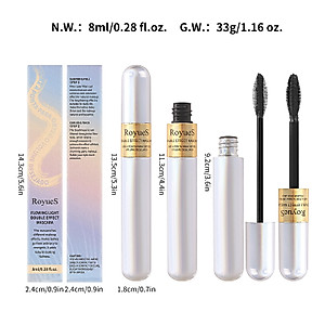 AKARY Mascara Waterproof & Smudge-Proof - 2-1 Long-Lasting Mascara Black Volumizing and Lengthening for Eye Makeup, Liquid Lash Extensions Mascara for a Full Fan Effect, No Clumping, Curling Eyelashes, Vegan & Cruelty-Free, 02 Brown