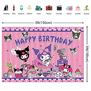 Kawaii Anime Cute Birthday Party Supplies, Cute Kitten Party Decorations Include Backdrop, Balloons, Tableware, Cupcake Toppers, Tablecloth, Stickers, Pink Kitten Themed Party Decorations for Girls