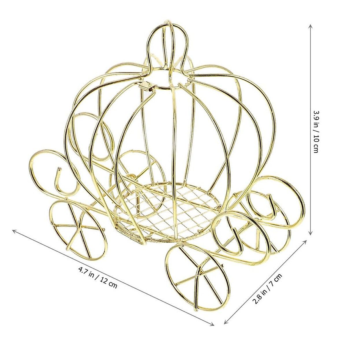 STOBOK Halloween Pumpkin Carriage, Thanksgiving Golden Metal Centerpiece Candy Holder Candy Cart Princess Carriage Candy Container Tabletop Decoration for Halloween Wedding Party 4PCS