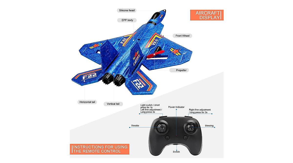 ANTSIR F-22 Raptor Remote Control Plane - Beginner-Friendly 2.4Ghz Jet Toy