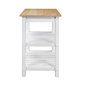 Casual Home Sunrise (Small) with Solid Harvest Hardwood Top Kitchen Island, 22.75"W, Natural&White