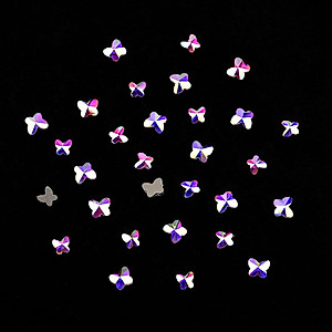 Tisslan 100pcs 2 Size Glass Flat Back Crystal Ab Butterfly Shape Nail Rhinestones 3d Stone Gems For Beauty Acrylic Nails Decoration DIY Crafts Accessories Supply