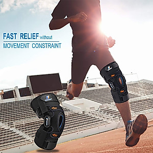 T TIMTAKBO Hinged Knee Brace,GEl Patella Support with Removable Dual Side Stabilizers,Knee Support for Meniscus Tear,Relieves ACL,Arthritis(L fit Upper 19.5-23.5"/Lower 16-20.5")