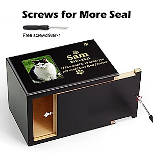 Custom Pet Urns for Dogs Ashes, Wood Personalized Cat Dogs Urns [Unique], Photo Box Pet Cremation Urn, Memorial Urns for Ashes with Delicate, Keepsake Pet Urns for Cat Dogs Ashes(Black)