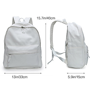 Zicac Unisex DIY Canvas Backpack Daypack Satchel Backpack(Natural White)
