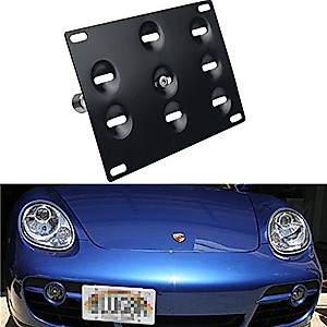 Dewhel JDM Front Bumper Tow Hook License Plate Mount Bracket Holder Tow Hole Adapter Bolt On for Porsche 911 924 Boxster