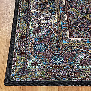 SUPERIOR Washable Indoor Large Area Rug, Southwestern Home Decor, Floor Rugs for Living Space, Dining Room, Kitchen, Office, Bedroom, Vintage Geometric Aesthetic, Cardinal Collection, 6' x 9', Black