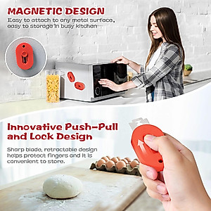 MGVK Bread Lame for Dough, Extractable & Magnetic Bread Lame Tool with 5PCS Blades for Artisan Bread, Essential Sourdough Bread Baking Supplies (Red)