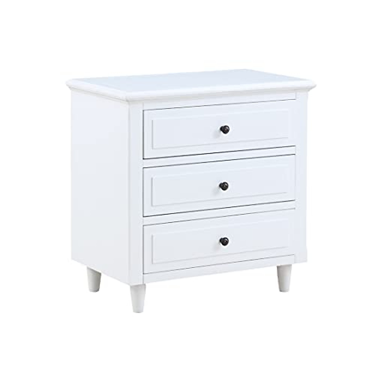 XD Designs Solid Wood Side End Table, 2-Drawer Night Stand with Storage Shelf, Bedside Nightstand, Accent Table for Bedroom Hallway Living Room (White)