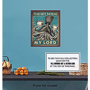 Octopus Nautical Bathroom Decor - Butt Napkins - Beach Bathroom Decor - Bath Wall Decor - Funny Bathroom Decor - Guest Bathroom Decorations - Toilet Paper Wall Art - Restroom Sign - Powder Room Decor