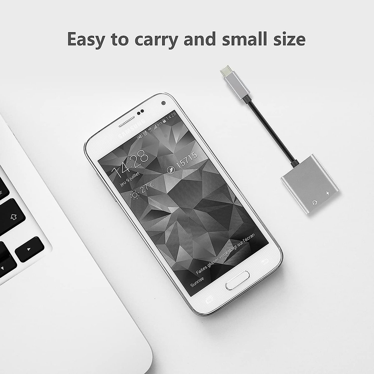 PEPPER JOBS USB-C to 3.5 mm Headphone Jack Adapter 2-in-1 USB-C to AUX Adapter with Fast Charging, Compatible with Samsung Galaxy S21 Series and More (C2PDA)