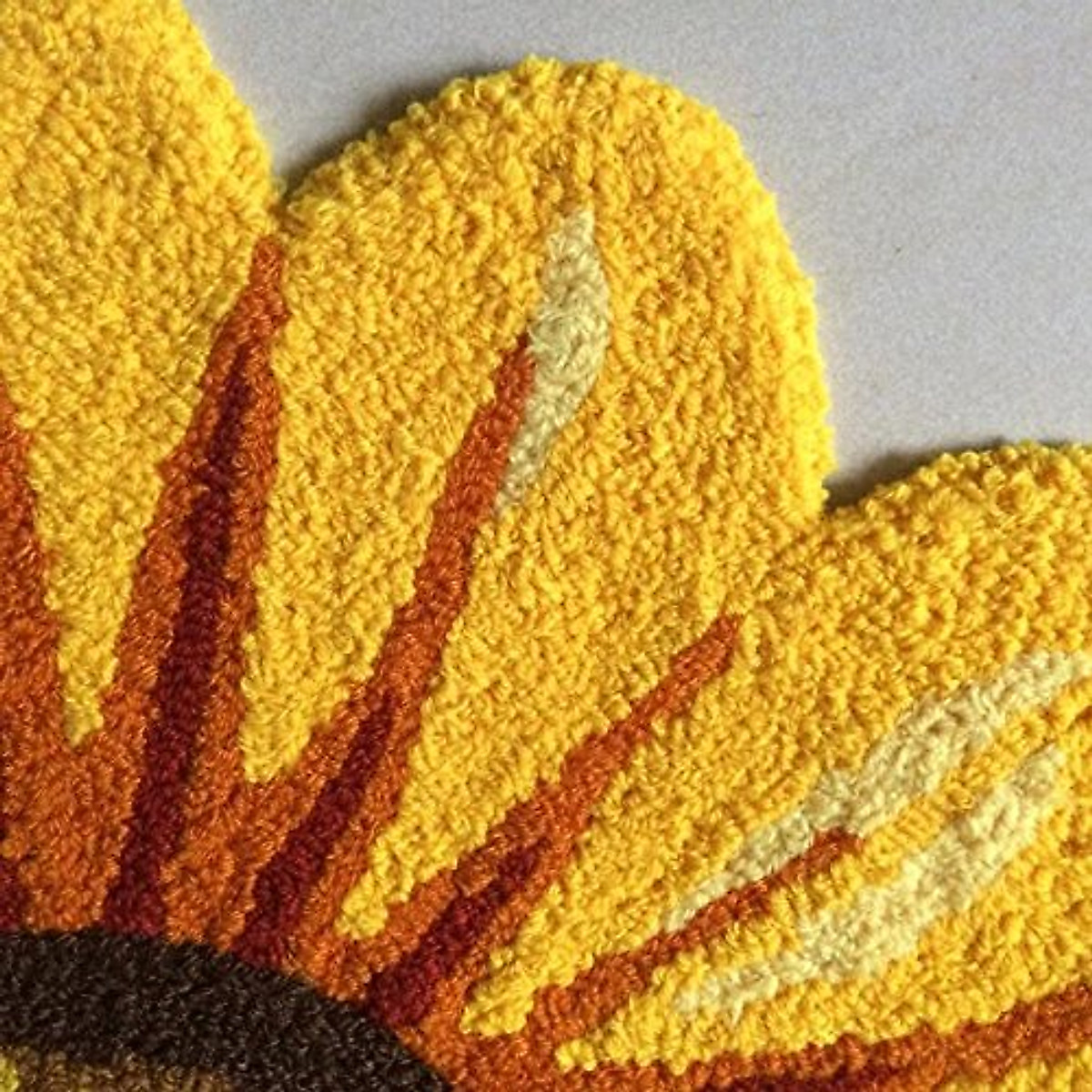 Judy Dre am Yellow Flowers Shape Round Area Rugs Handmade Sunflowers Rug Bedroom/Living Room/Kitchen/Bathroom Floral Floor Mat Non-Slip Washable Doormat 25.6" X 25.6"