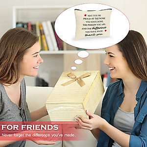 Coume 12 Pieces Thank You Gift Makeup Bags Inspirational Gifts for Social Worker Nurse Women Appreciation Gift for Colleague Coworkers Teacher Volunteer Cosmetic Bags for Birthday(Elegant)