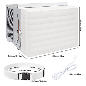 Indoor Air Conditioner Cover Ac Cover for Inside Wall Unit Inside AC Covers for Window Air Conditioner 21 x 15 x 3.5 Inches with Anti-Slip liner White Slim Window Air Conditioner Protective Cover