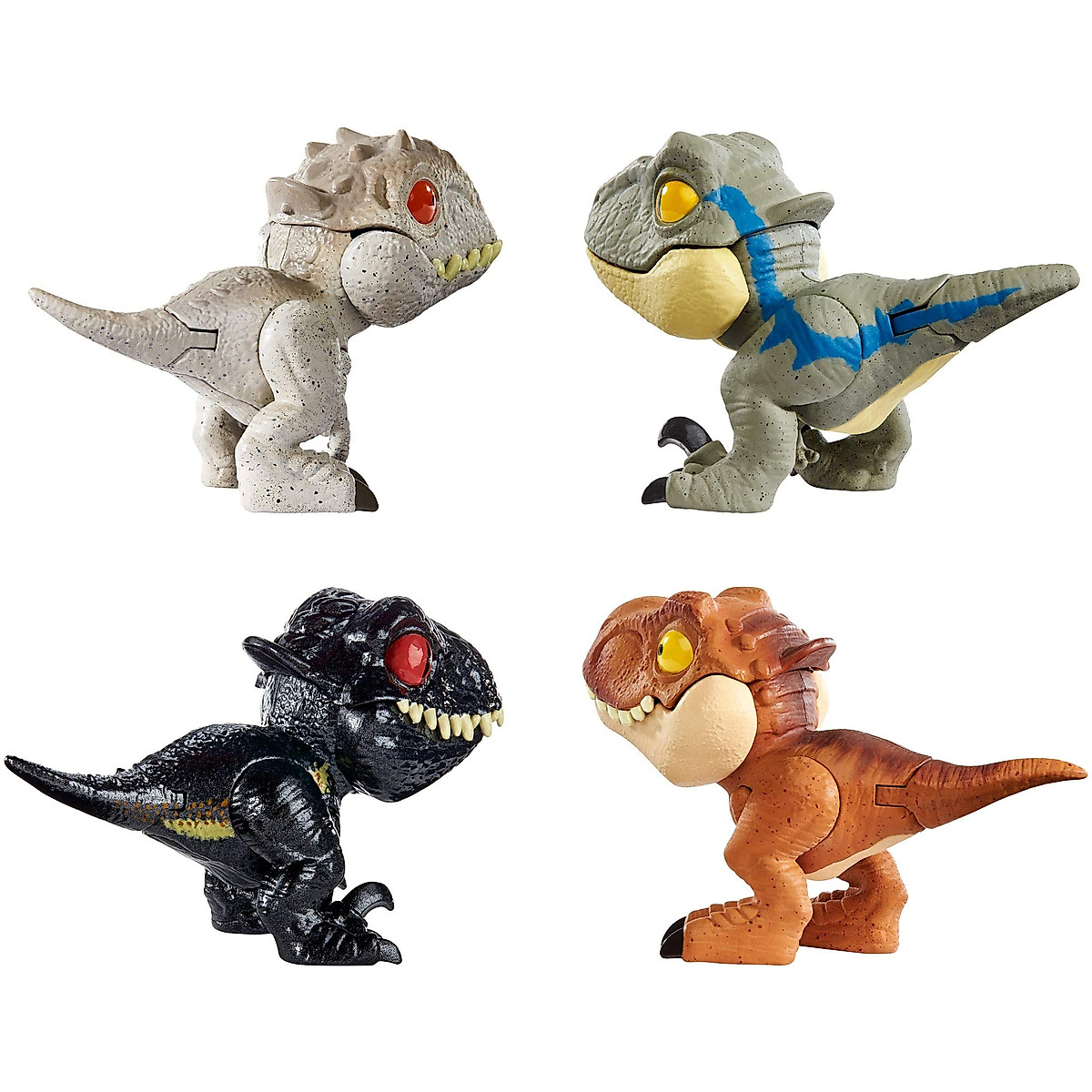 Mattel Jurassic World Snap Squad Dinosaur Toys, Small Dino Figures with Opening Clip-On Jaws, Portable Collectibles