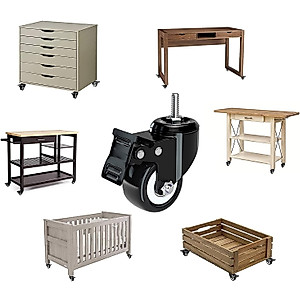 Swivel Lever Casters, Heavy Duty Swivel Casters Upgrade Your Furniture - with Brake, Double Lock and Noiseless Precision Bearings and Brake - Easy to Install