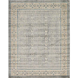 Unique Loom Salzburg Collection Classic Traditional Design Oriental Inspired Area Rug, 10 ft x 13 ft, Gray/Beige
