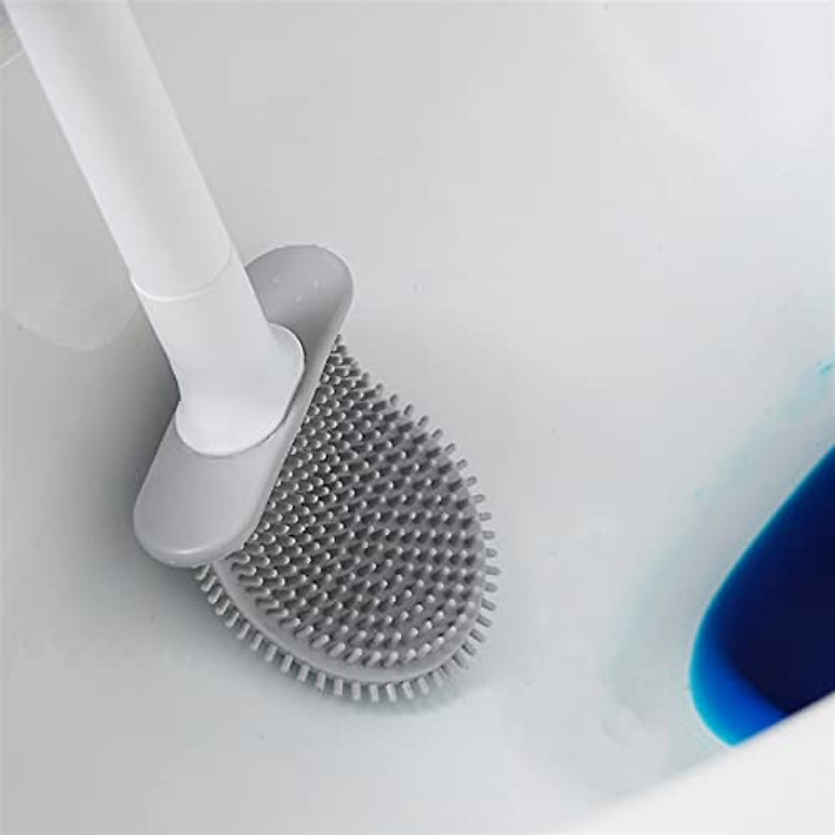 TADALU Toilet Brush Silicone Toilet Brush and Holder Set Cleaner for Bathroom Leak Proof Base Flexible Bristles Brush with Quick Drying Holder Set