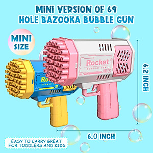 Bubble Machine 2 Pack Mini Bubble Gun for Toddlers, Bubble Maker Blower Toys with Lights,4000+ Bubbles Per Minute for Boys Girls Toddlers Outdoor Indoor Birthday Wedding Party (blue pink)