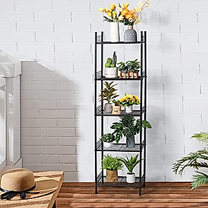 5 Tier Wire Shelving Metal Storage Rack Standing Shelving Units Shelves Bathroom Shelf for Laundry Bathroom Kitchen Livingroom Pantry Closet Garage 12.6" D×16.3" W×57" H, Black