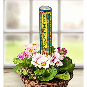 Studio M Choose Your Friends 13" Mini Art Pole Small Decorative Indoor/Outdoor Garden Post, Great Gift, Stake Included for Easy Installation, No Digging - Made in The USA