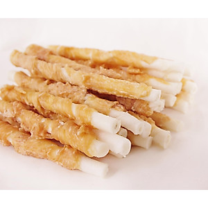 FOURPAW Dog Treats Chicken Wrapped White Rawhide Sticks, 5inch Long Lasting Dog Chew Treats, Strong The Jaws and Clean The Teeth, 8oz.