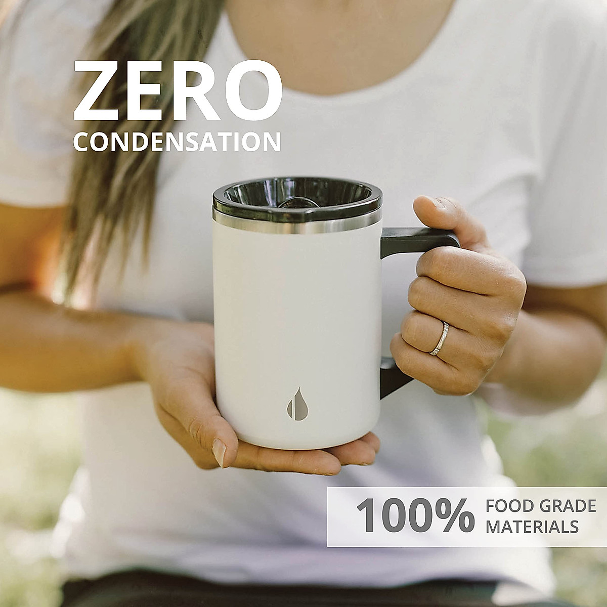 Best Valentine Coffee Mug for Her - Insulated Triple-Wall Stainless Steel Travel Cup with Handle & Ceramic Lid - Gift for Mom & Mother In Law on Valentine’s Day, Birthday & Mother’s Day - 16oz White