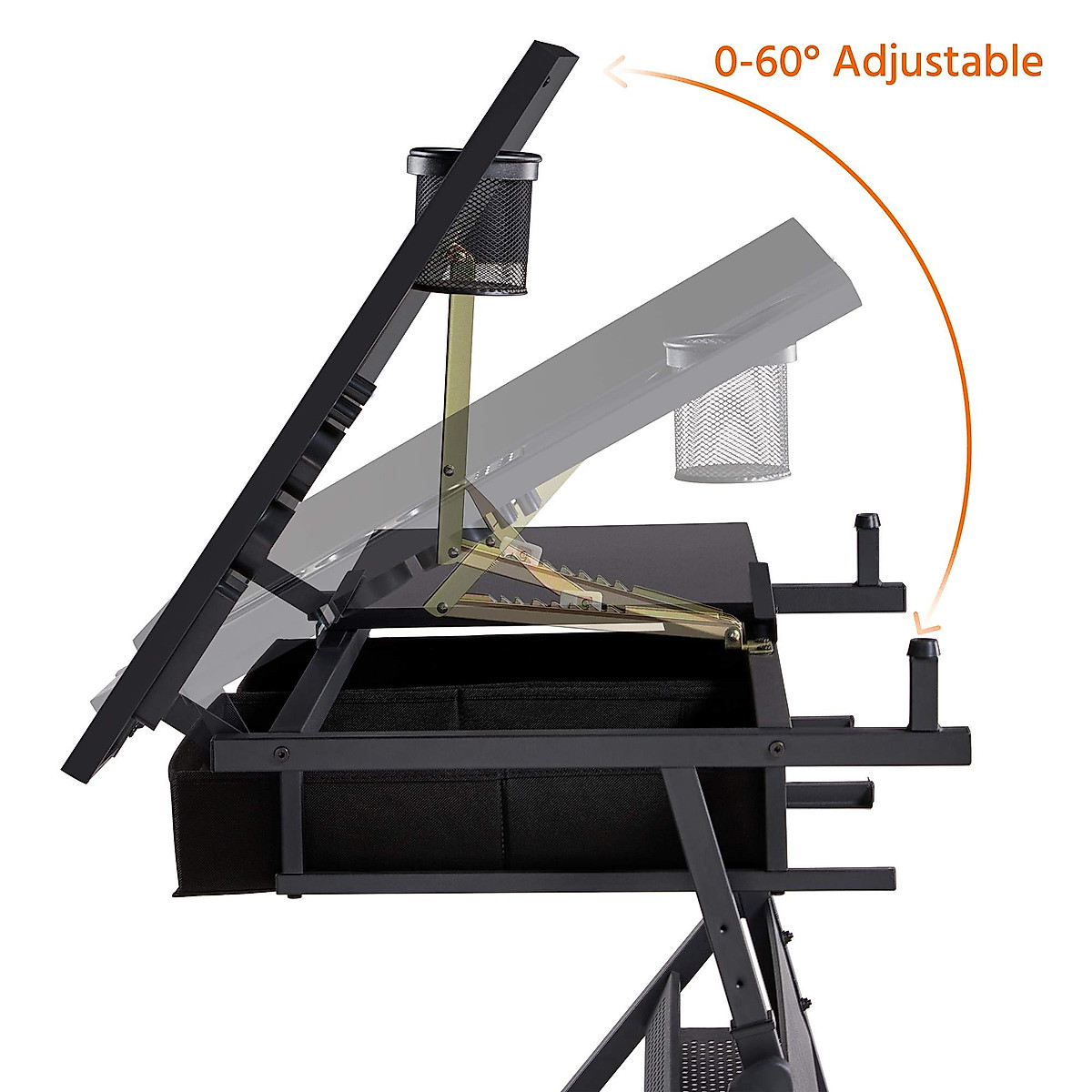 Yaheetech Drafting Table for Artists, Height Adjustable Drawing Desk Art/Craft Desk Diamond Paintings Work Station w/ 2 Storage Drawers and Stool for Home Office School, Black