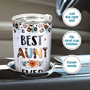 Aunt Gifts - Gifts For Aunt From Niece, Nephew - Mother Day, Birthday Gift For Aunt, New Aunt, Aunties - Best Aunt Ever Gifts, Aunt Announcement, Auntie Gifts Set - Tumbler 20 Oz & Aunt Keychain