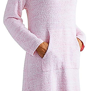 Softies Women's Ultra Soft Marshmallow Hooded Lounger with Plush Melange Fabric & Kangaroo Pocket (Pink, Large-X-Large)