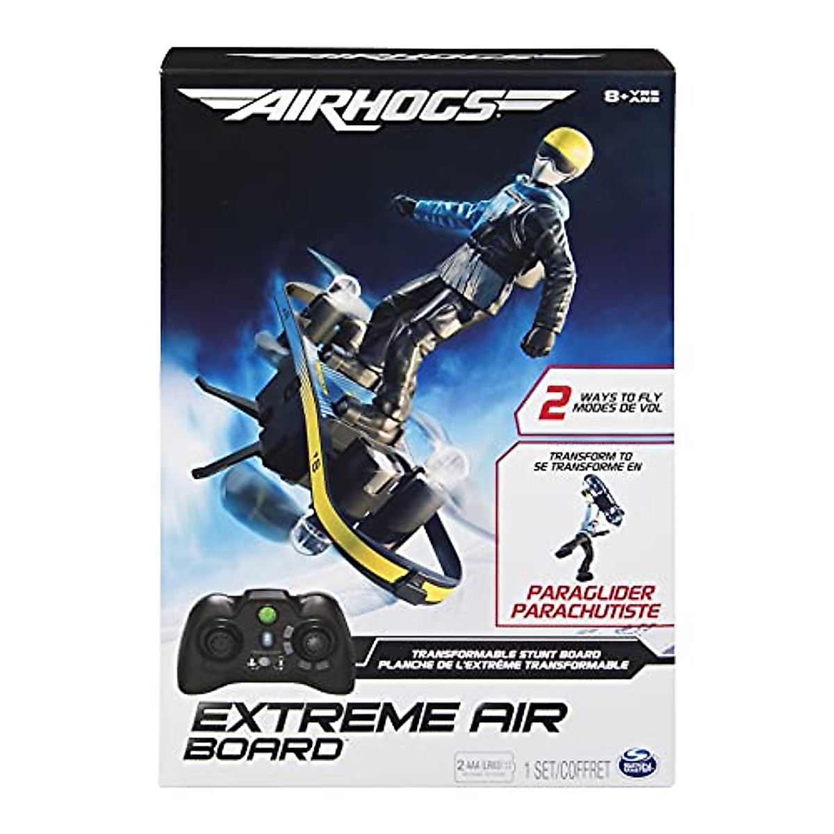 Air Hogs 2-in-1 Extreme Air Board, Transforms from RC Stunt Board to Paraglider, for Ages 8 and Up