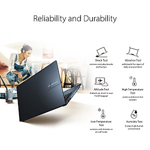 ASUS Vivobook Pro 15 OLED Laptop, 15.6” 2.8K OLED Display, AMD Ryzen 7 6800H Mobile CPU, NVIDIA GeForce RTX 3050 GPU, 16GB RAM, 512GB SSD, Windows 11 Home, Quiet Blue, M6500RC-DB71