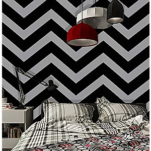 17.3"x393.7"Black and White Wallpaper Stripe Peel and Stick Wallpaper Self-Adhesive Contact Paper Removable Wallpaper Waterproof Wallpaper Decorative for Wall Covering Cabinets