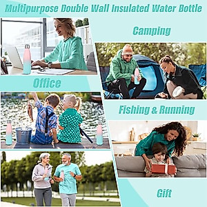 Sfee Insulated Water Bottle, 17oz Stainless Steel Water Bottles, Double Wall Vacuum Reusable Water Bottles Leak Proof BPA-FREE Sports Bottle Cup Keep Hot&Cold for Running Gym Cycling Kids(SPink)