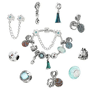 KATSCH For snowflake necklace Compatible with Pandora Charm Beads Bracelet,cartoon jewerly set for girls and women(BXNW-19)