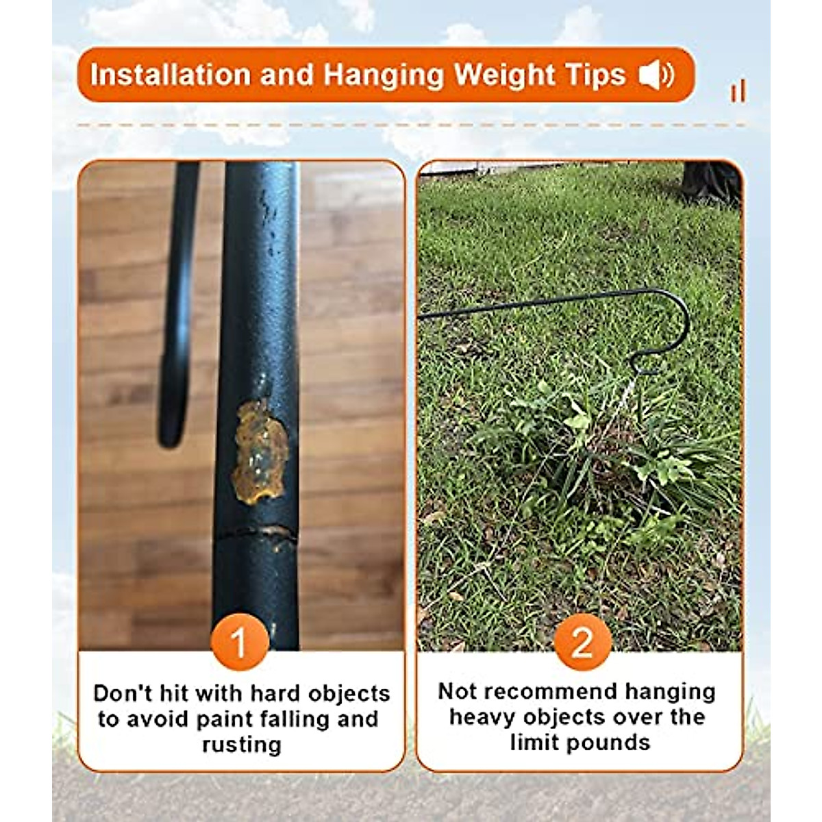 Koutemie 60 Inch Outdoor Shepherd Hook for Hanging Plant, Adjustable Heavy Duty Bird Feeder Pole with 5 Prong Base for Solar Lanterns, Black & 2 Packs