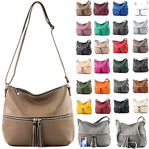 modamoda de - T159 - ital shoulder bag Shoulder bag made of leather, color: mustard yellow