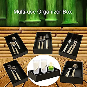 Bamboo Guest Towel Holder In Black (9.75"x 5.50"x 2") – Bathroom Napkin Tray – Multipurpose Organizer & Accessory Box - For Guest Bathroom, Desk, Dining Table, Kitchen Counter & Drawers