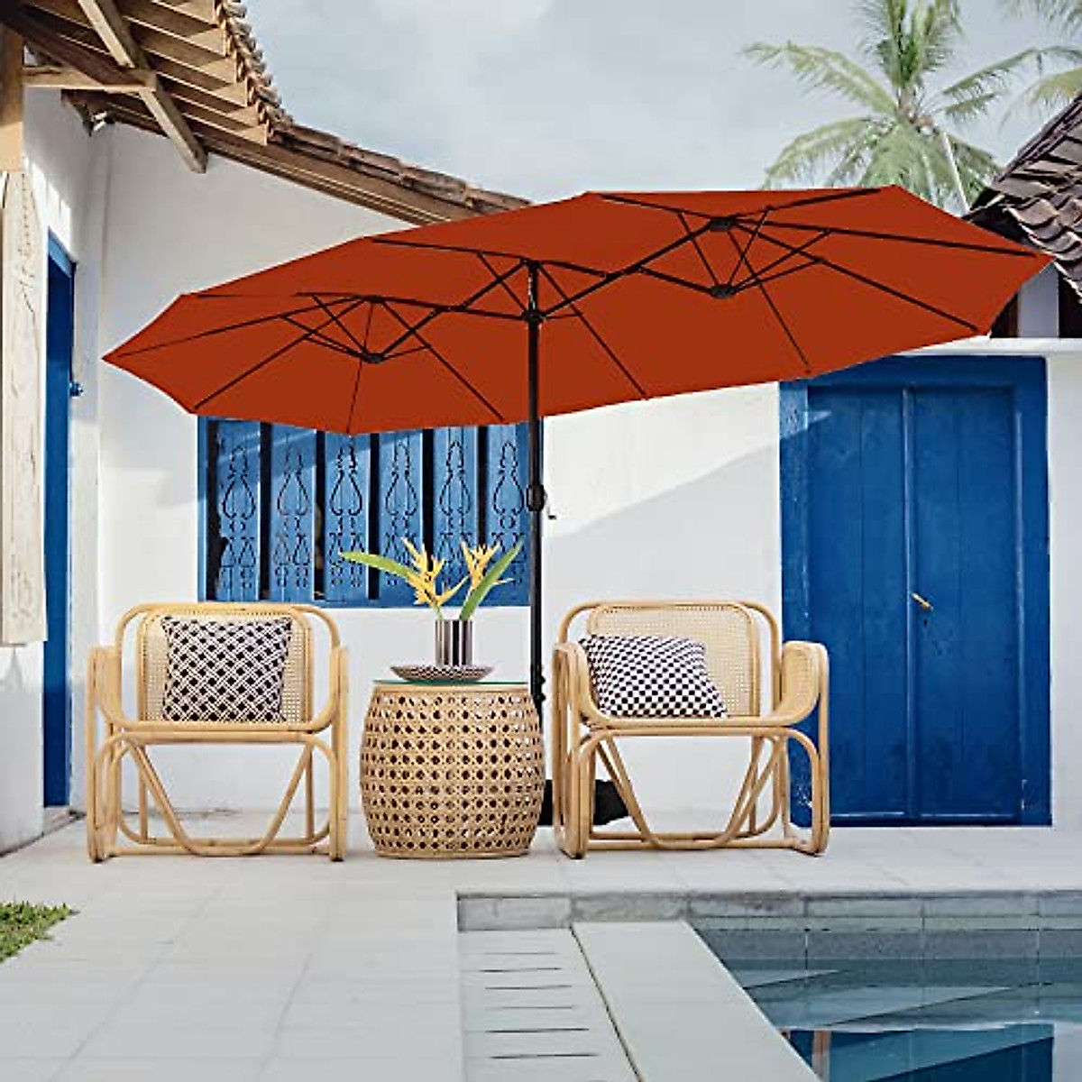 HERA'S PALACE 13ft Rectangle Patio Umbrellas, Large Outdoor Umbrella with Crank, Powerful UV Protective, Table Umbrella Outdoor Patio for Backyard, Pool, Garden, Deck