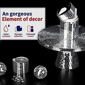 Art3dwallpanels Self-Adhesive 1888 Pieces Glass Mirror Mosaic Tiles Small Square Mirror Tiles Sticker for DIY Craft Decoration, Disco Ball Mirror Tiles for Party (Silver)
