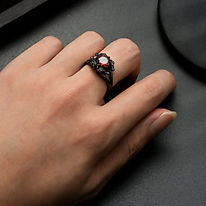 Dragon Claw Black Engagement Rings for Women, Fantasy Dragon Ring for Women by GINGER LYNE, Black Stone Gothic Rings for Her, 2 CT Black Diamond Rings Dragon Jewelry