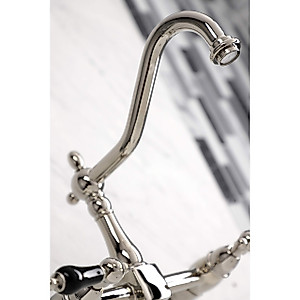 Kingston Brass KS1246PKL Duchess Two-Handle Wall Mount Bridge Kitchen Faucet, Polished Nickel
