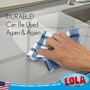 LOLA Products All Purpose Cleaning Cloths, 100% Cotton, Woven Fibers, Reusable & Machine Washable, Highly Absorbent, Lint Free, 12" x 13", 12 Pack